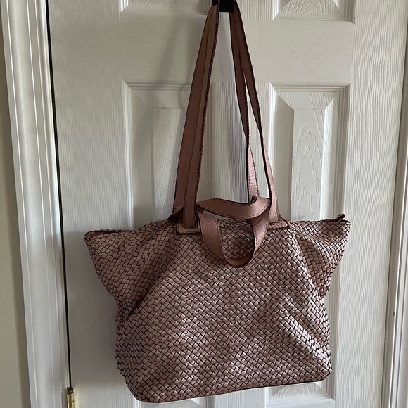 Sundance | Bags | Sundance Pink Woven Leather Tote Bag Wear Twoways ...